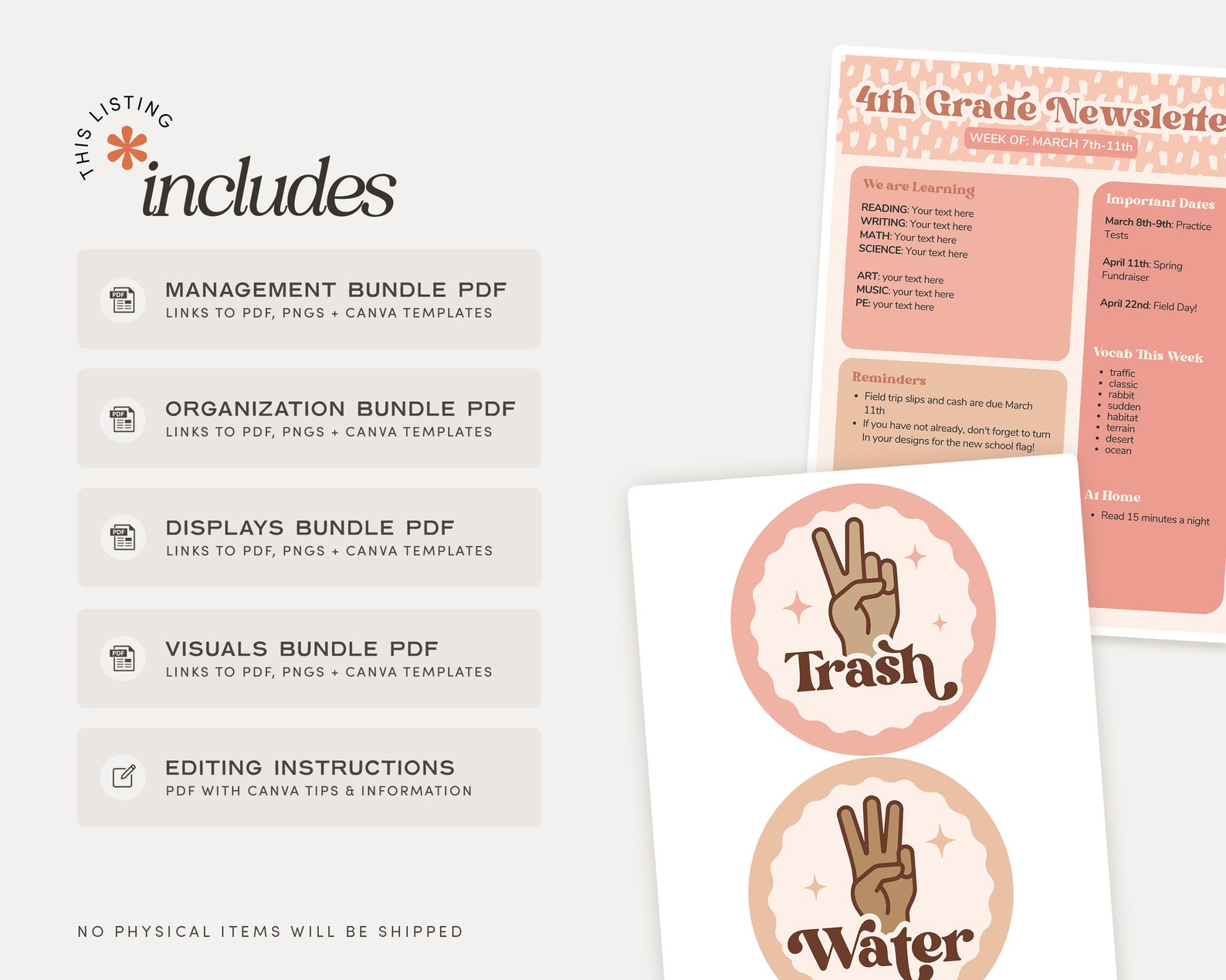 Editable Classroom Rosy Boho Complete Collection Printable Bundle ...