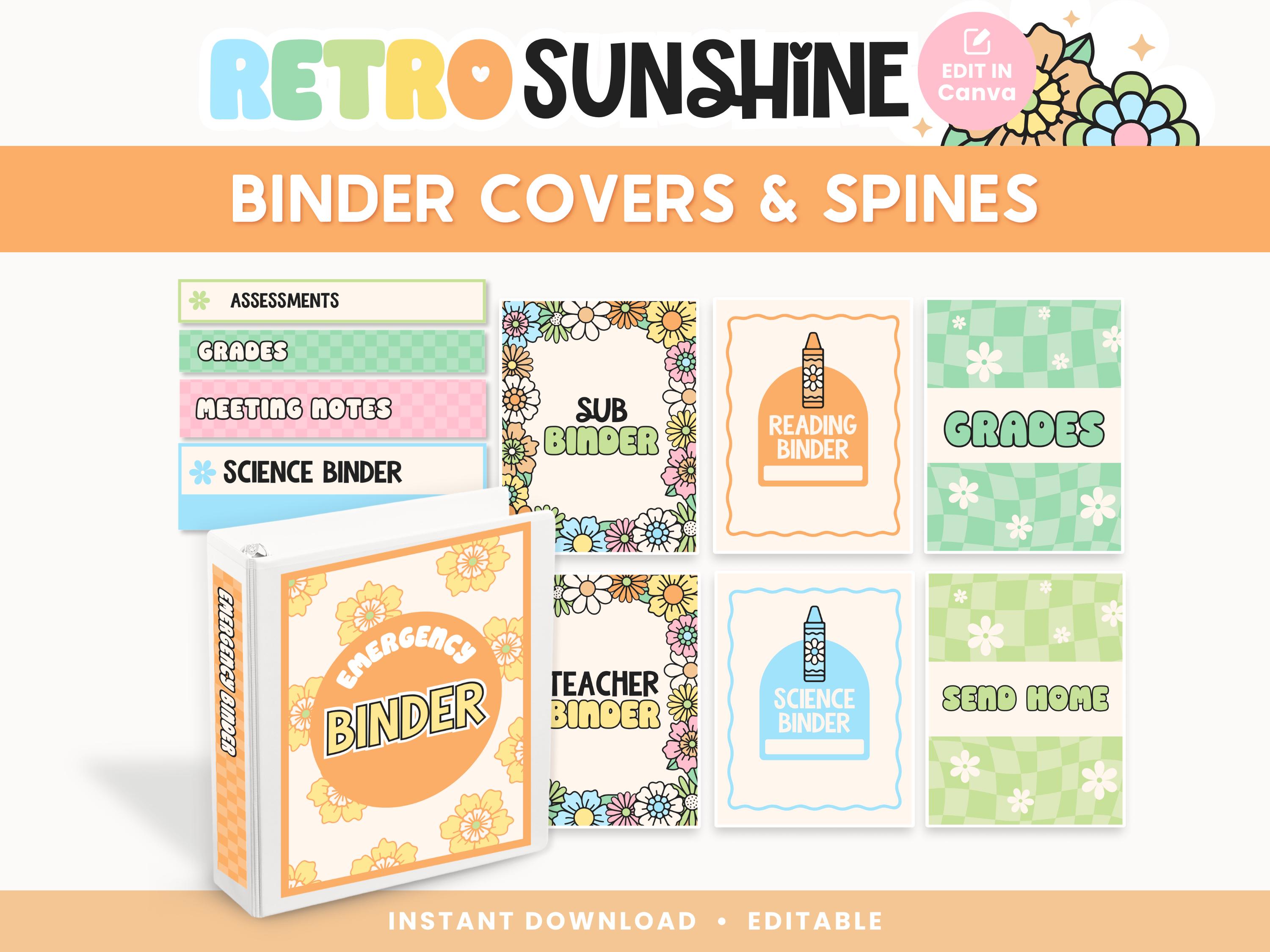 Classroom Binder Covers and Spines, Editable Groovy Retro Teacher ...