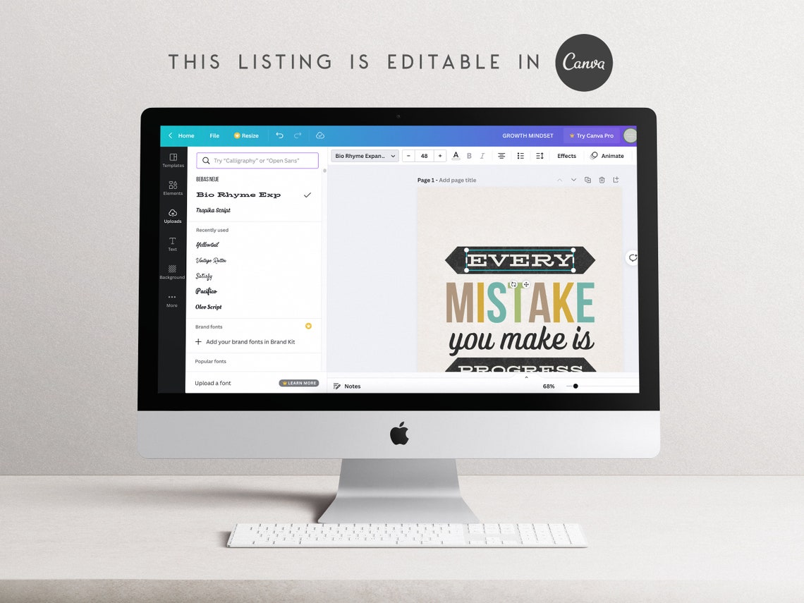 Editable Growth Mindset Classroom Printable Posters Canva - Etsy