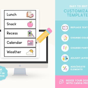 Editable Visual Schedule Cards | Colorful Classroom Timetable Display ...