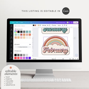 Classroom Birthday Printable Display, Editable in Canva, Groovy Retro ...