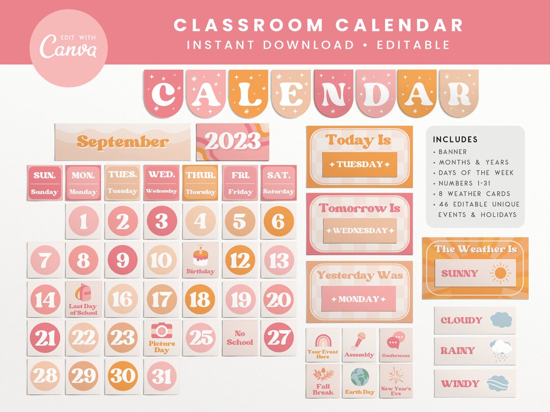 Classroom Calendar Display and Weather Station, Editable Printable ...
