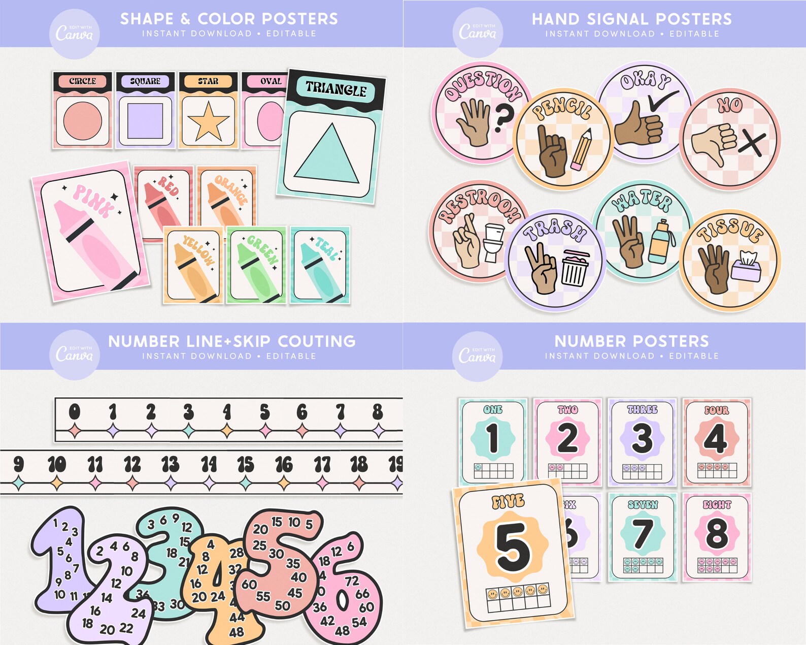 Editable Classroom Groovy Pastel Complete Collection Printable Bundle ...