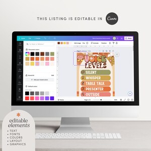 Voice Level Chart Classroom Printable Display, Editable in Canva ...