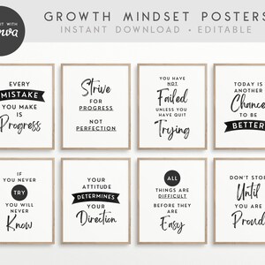 Growth Mindset Editable Classroom Printable Posters Classroom - Etsy