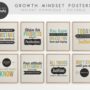 Editable Growth Mindset Classroom Printable Posters Canva - Etsy