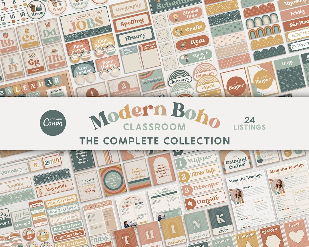 Editable Classroom Modern Boho Complete Collection Printable - Etsy