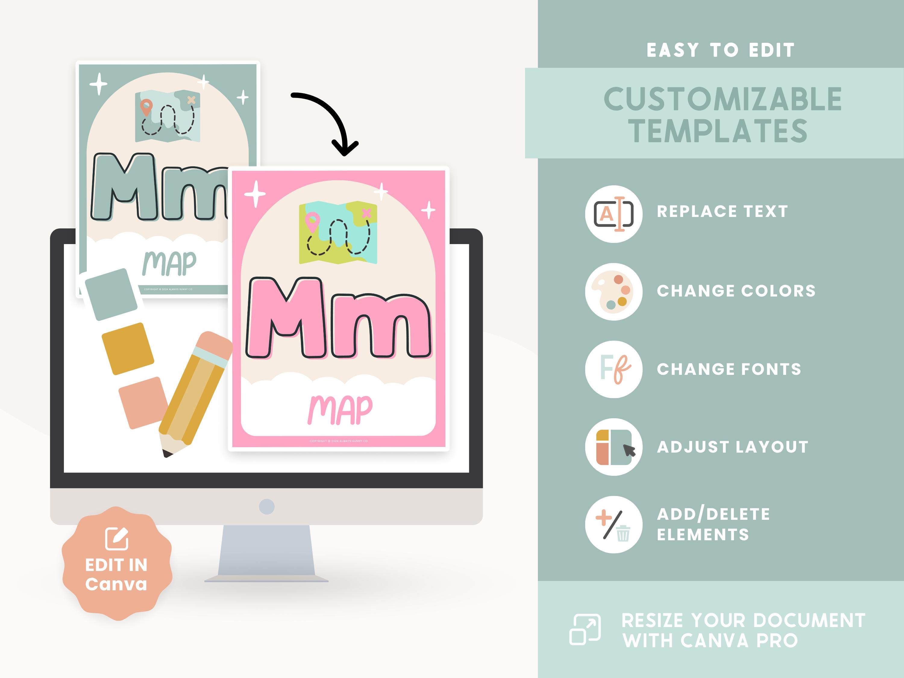 Alphabet Classroom Editable Posters, Pastel Letter Templates, Soft ...