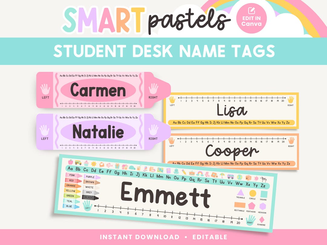 Student Desk Name Labels, Editable Classroom Printables, Student Name ...