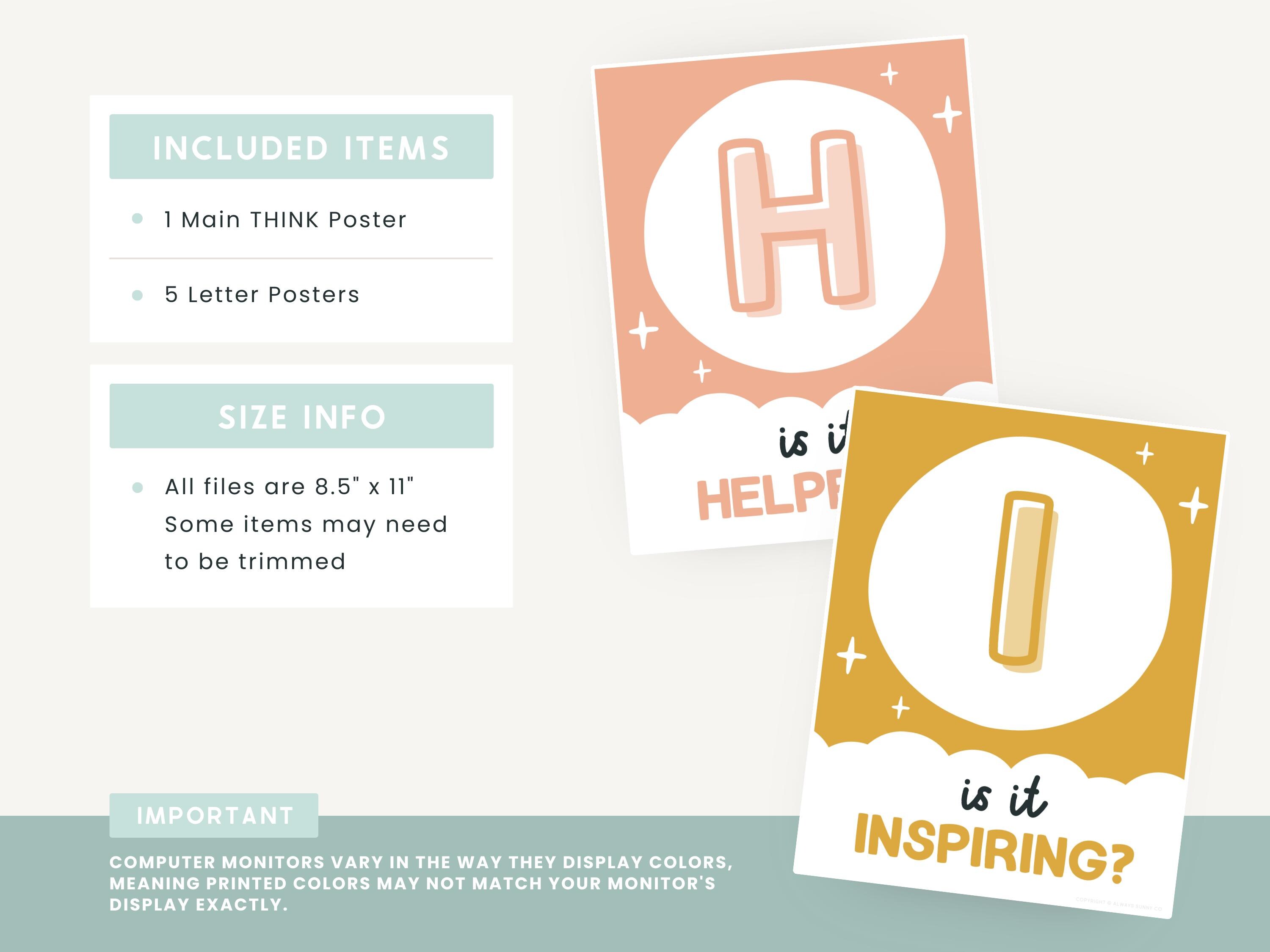 Editable Think Classroom Printable Posters, Think Before You Speak ...