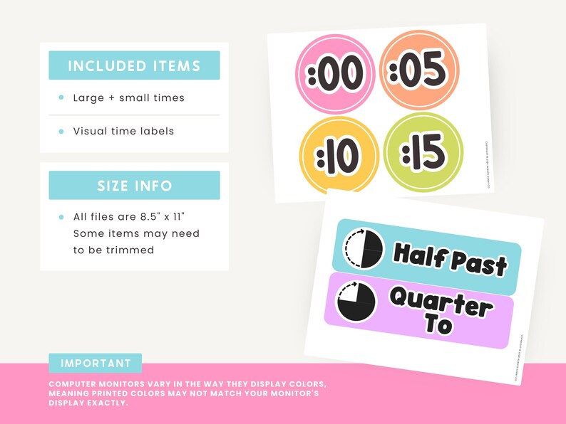 Classroom Clock Display Labels Printable Display, Editable in Canva ...