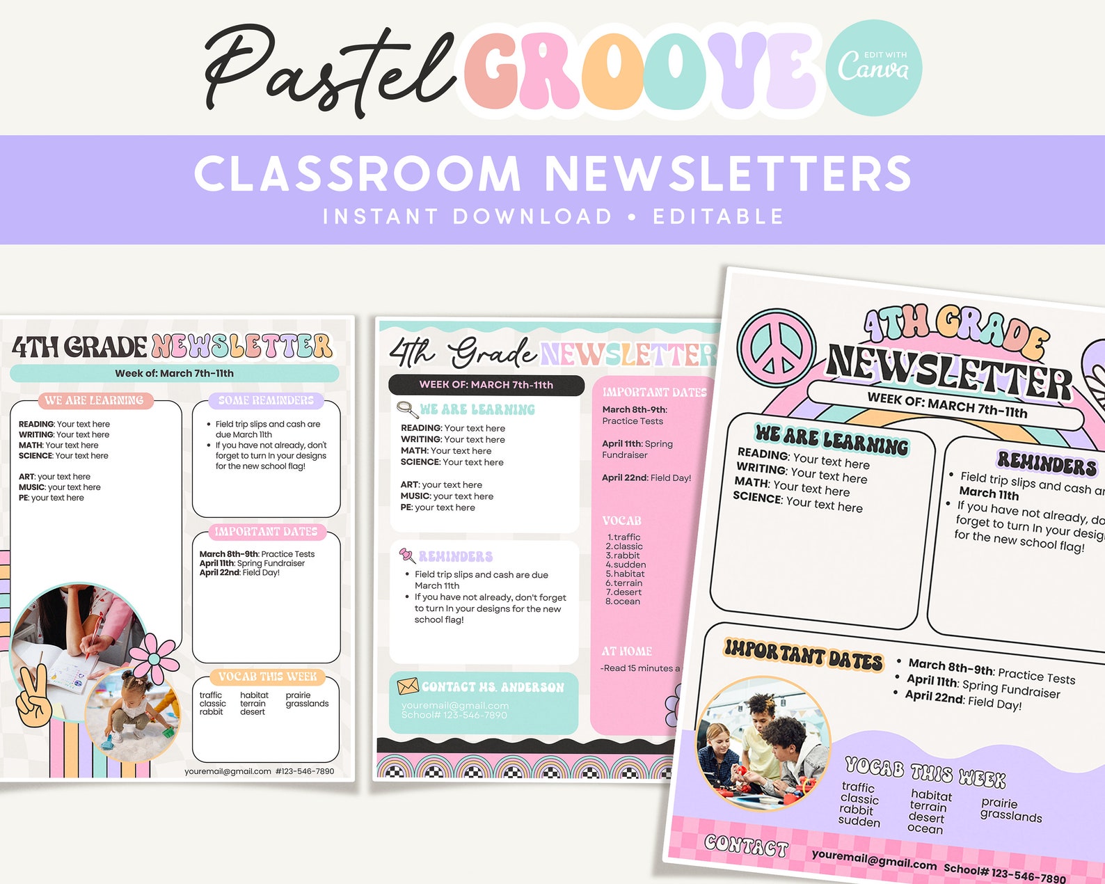 Classroom Newsletter Editable Templates, Pastel Back to School ...