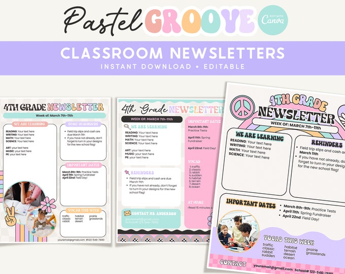 Classroom Labels Editable Templates, Pastel Groovy Classroom ...