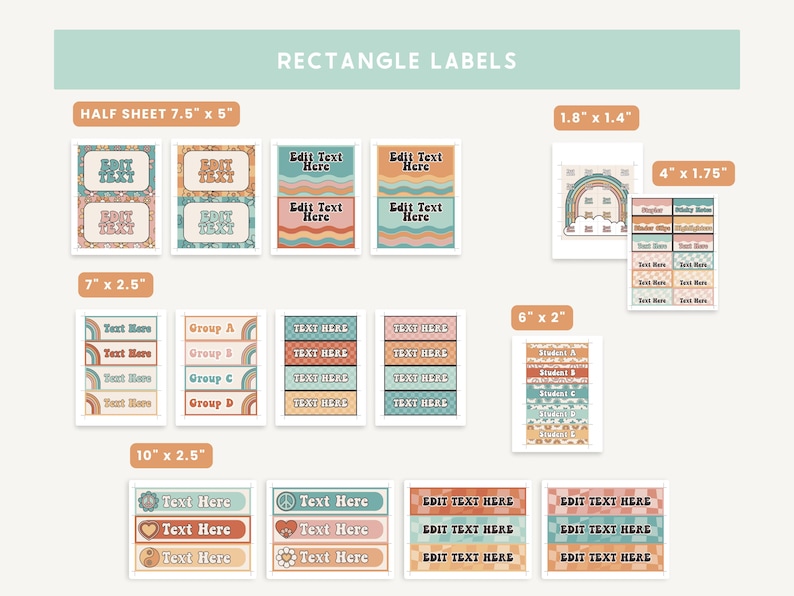 Classroom Labels Editable Templates, Groovy Retro Classroom ...