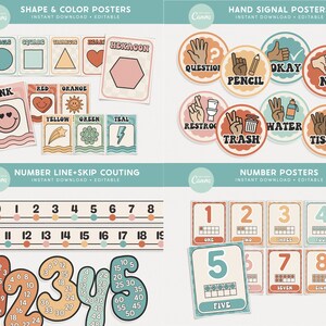 Editable Classroom Groovy Retro Complete Collection Printable Bundle ...