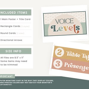 Voice Level Chart Classroom Printable Display, Editable in Canva, Boho ...