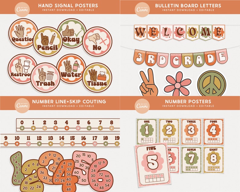 Editable Classroom Retro Sunshine Complete Collection Printable Bundle ...
