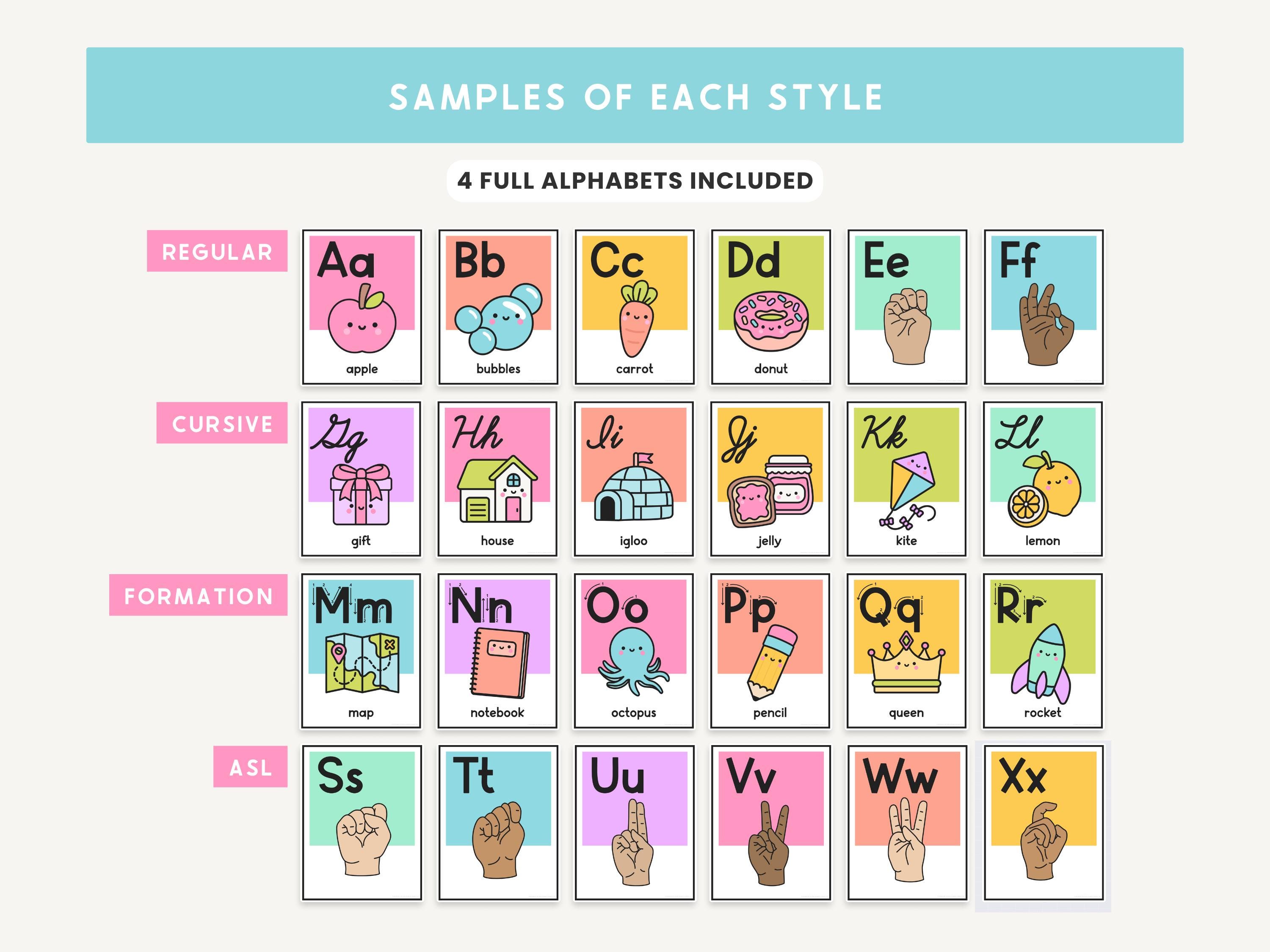 Alphabet Classroom Editable Posters, ASL Letter Templates, Cute Rainbow ...