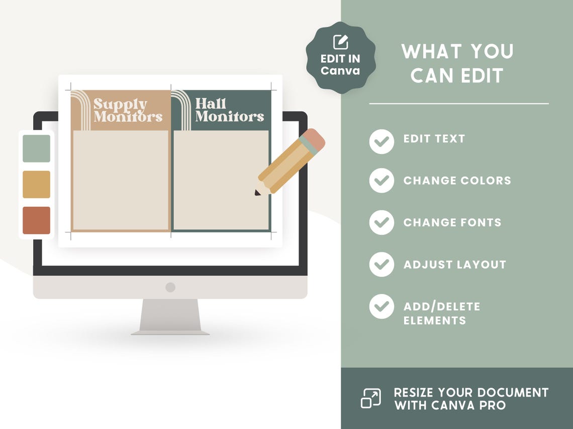 Classroom Job Display, Editable Canva Templates, Modern Boho Classroom ...