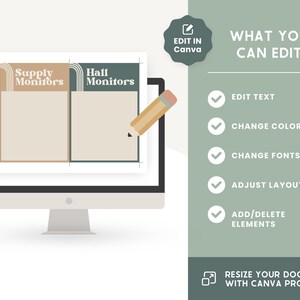 Classroom Job Display, Editable Canva Templates, Modern Boho Classroom ...