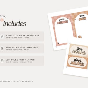 Classroom Job Display, Editable Retro Canva Templates, Pastel Groovy ...