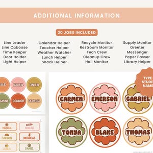Classroom Job Display, Editable Canva Templates, Retro Sunshine ...