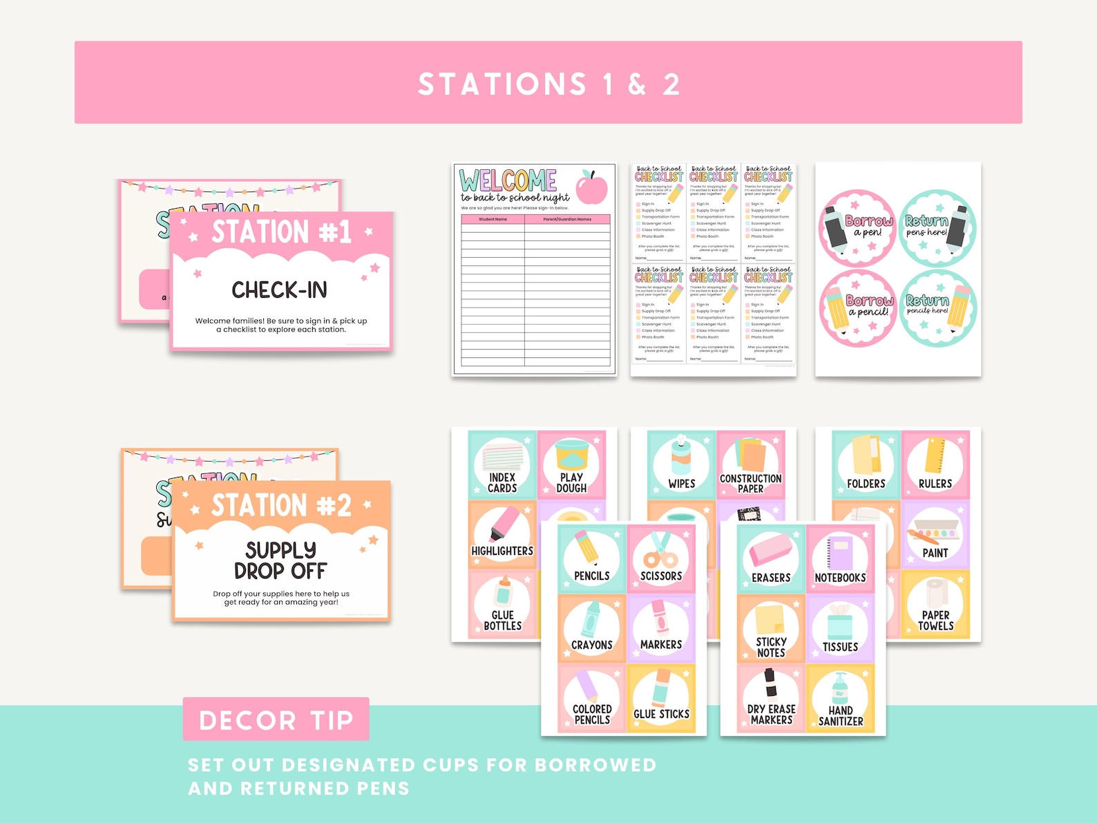 Back to School Open House Bundle | Editable Meet the Teacher Station ...
