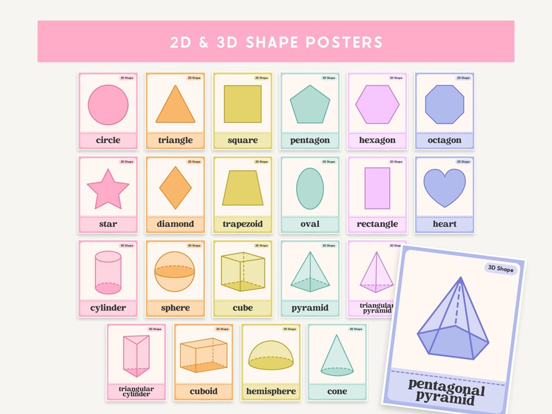 Editable Shape Posters for Classroom | Wonder Daze Math Posters | 2D ...