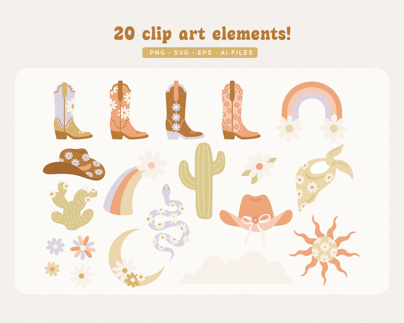 Clip Art Bundle Volume 1, Svgs, Pngs, EPS, AI Files, Western Daisies ...