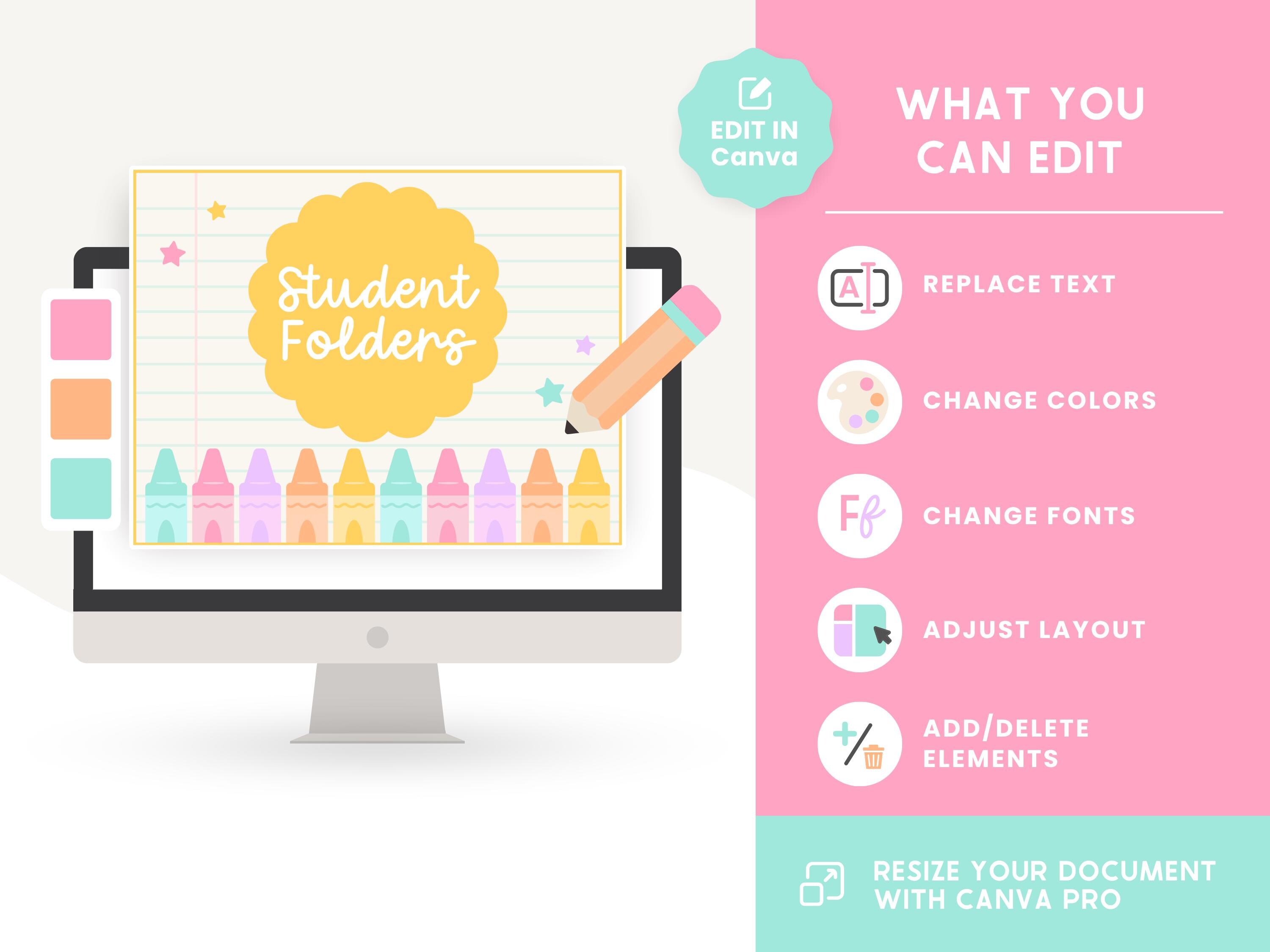 Editable Student Filing Labels | Canva Templates for Classroom ...