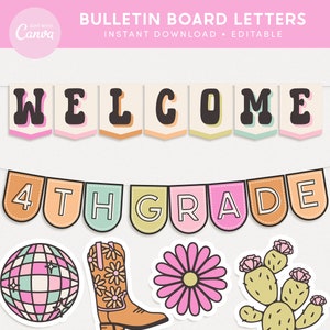 Classroom Bulletin Board Letters, Editable in Canva, Bright Desert ...