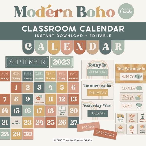 Classroom Calendar Printable - Etsy