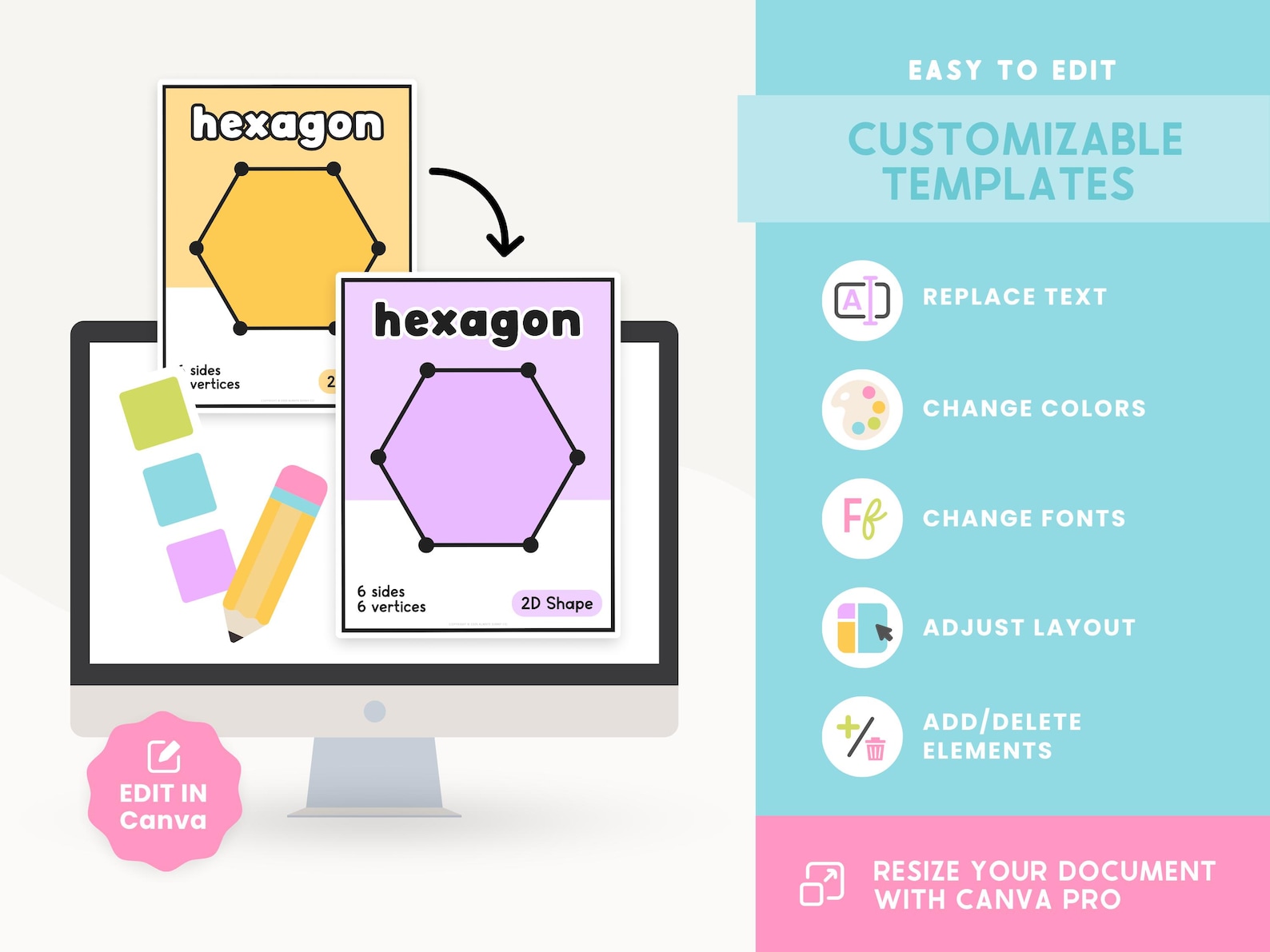Editable Shape Posters for Classroom | Kinder Brights Shapes With ...