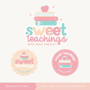 Colorful Teacher Logo Design - Editable Canva Template, Charming and ...