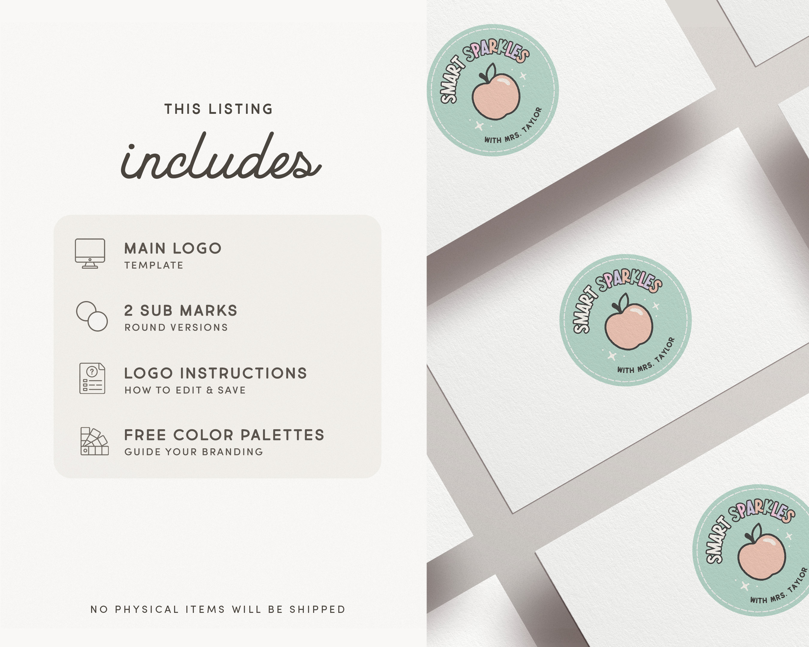 Colorful Teacher Logo Design - Editable Canva Template, Charming and ...