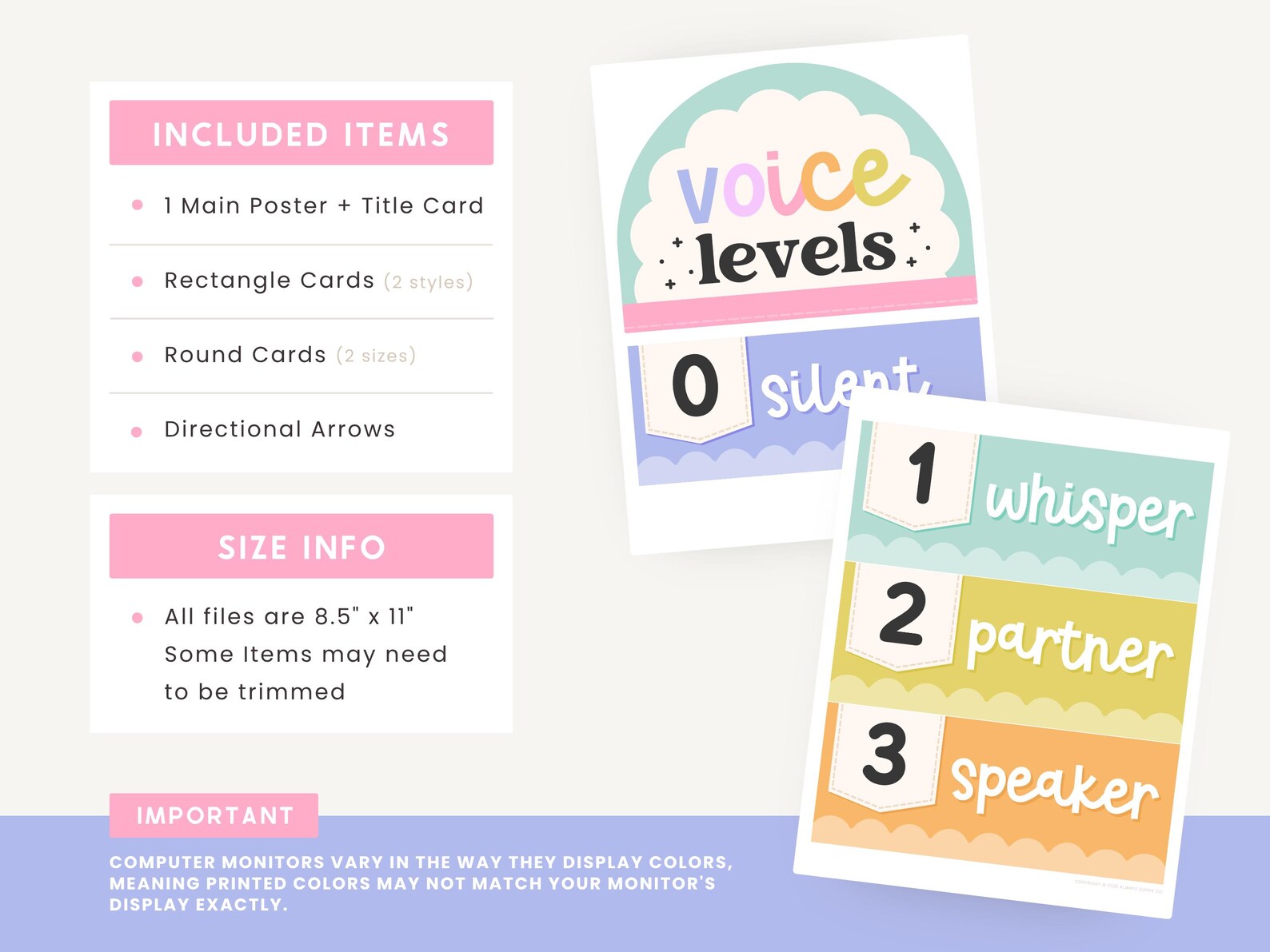 Voice Level Chart Classroom Printable Display, Editable in Canva ...
