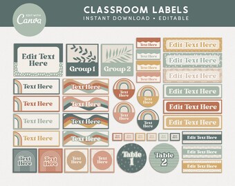 Classroom Labels Editable Templates, Groovy Retro Classroom ...