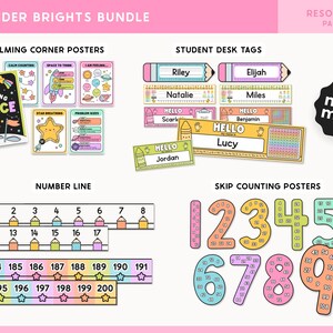 Editable Classroom Kinder Brights Printable Bundle, Canva Classroom ...