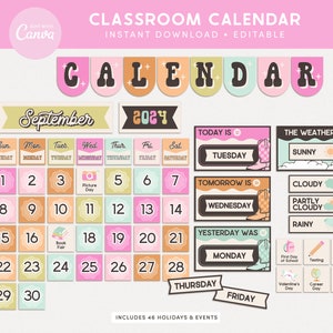 Classroom Calendar Display and Weather Station, Printable Bright Desert ...