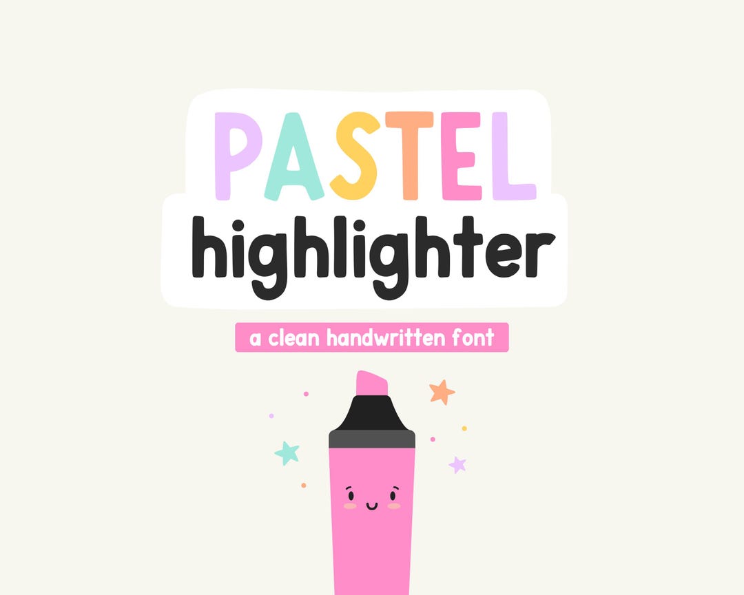 Pastel Highlighter School Font | Cute Handwritten Style for Invitations ...