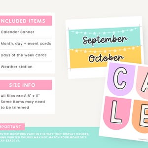 Classroom Calendar Display and Weather Station, Printable Bright Pastel ...