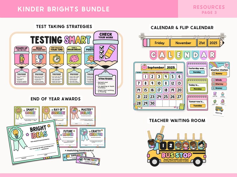 Editable Classroom Kinder Brights Printable Bundle, Canva Classroom ...