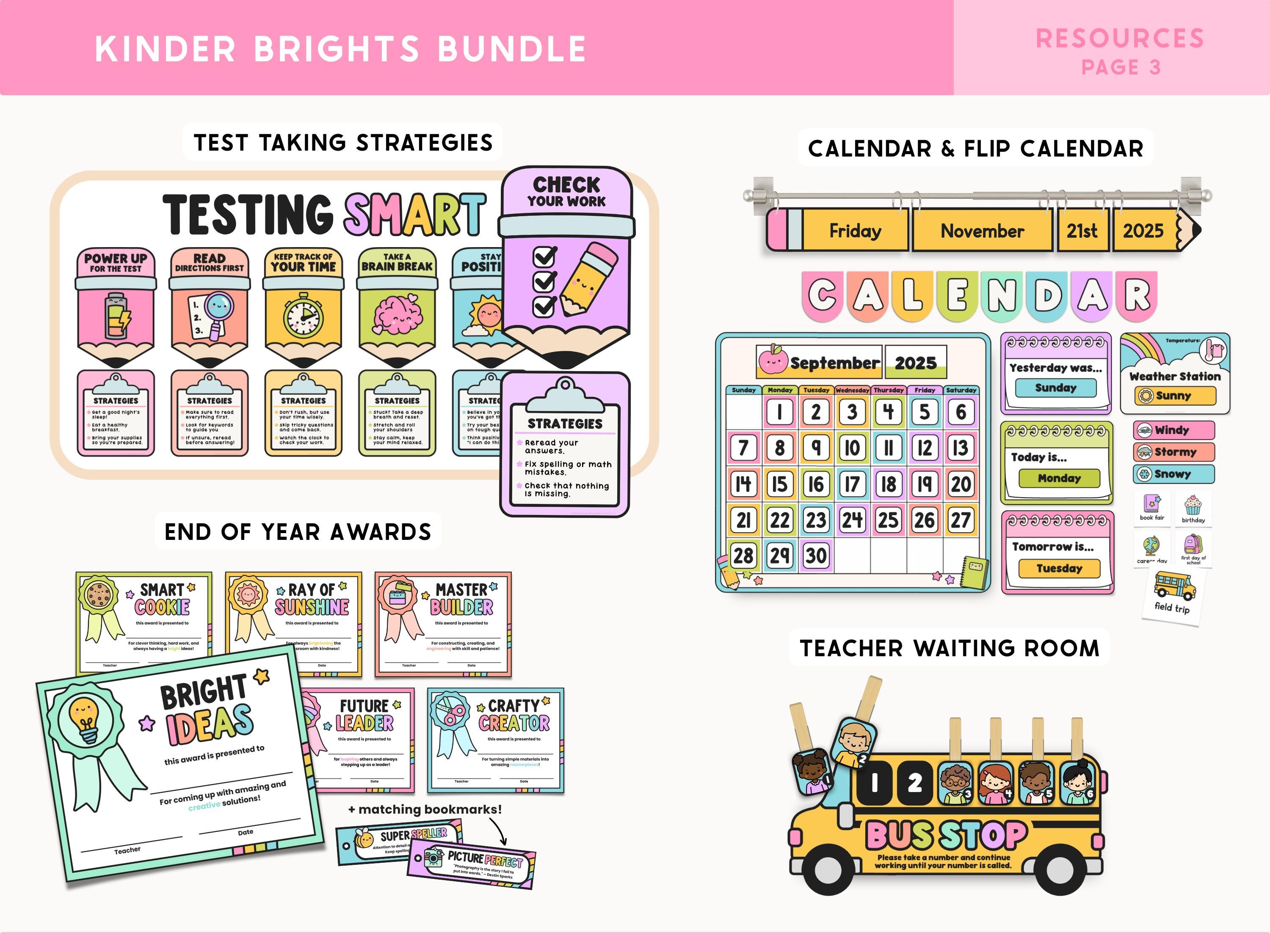 Editable Classroom Kinder Brights Printable Bundle, Canva Classroom ...