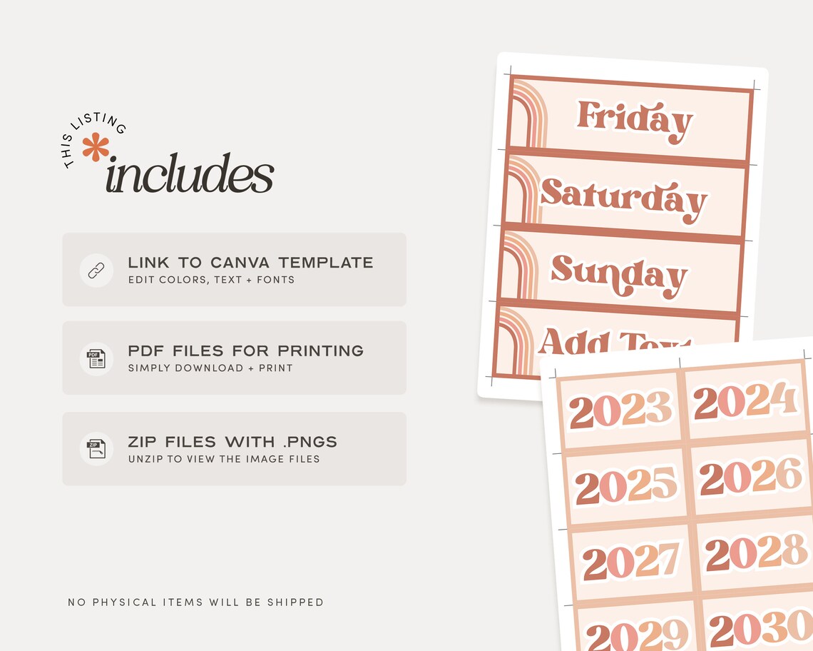 Classroom Flip Calendar Display, Rosy Boho Classroom Decor, Editable ...
