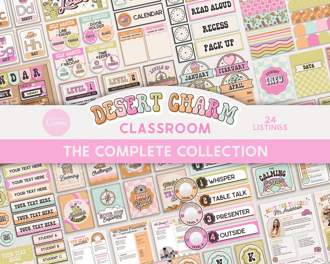 Editable Classroom Bright Desert Complete Collection Printable Bundle ...