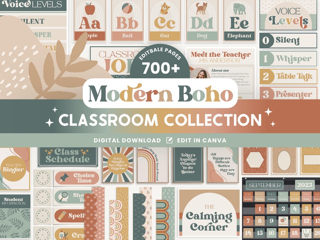 Editable Classroom Modern Boho Complete Collection Printable Bundle ...