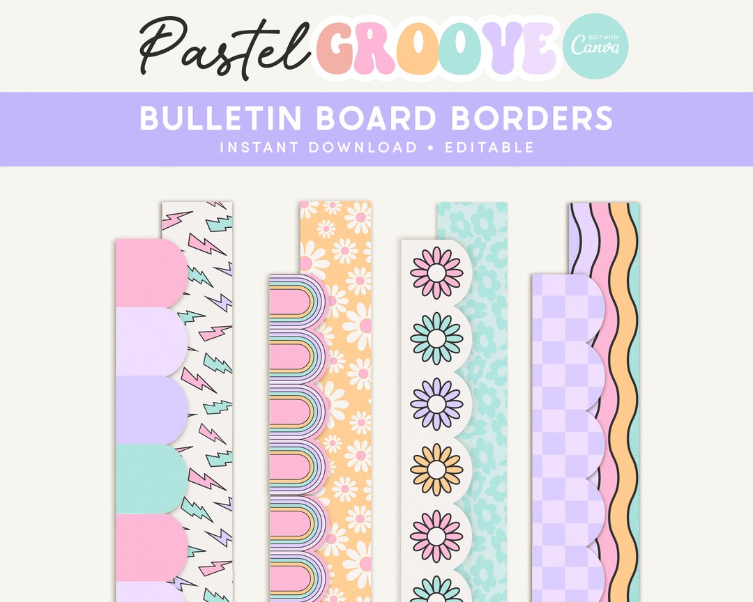Classroom Bulletin Board Borders, Editable Canva Templates, Pastel ...