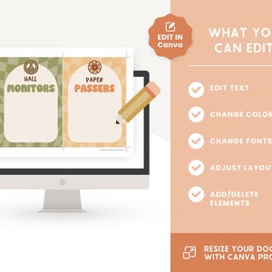 Classroom Job Display, Editable Canva Templates, Retro Sunshine ...