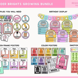 Editable Classroom Kinder Brights GROWING Printable Bundle, Canva ...