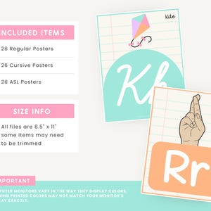 Alphabet Classroom Editable Posters, ASL Letter Templates, Cute Rainbow ...